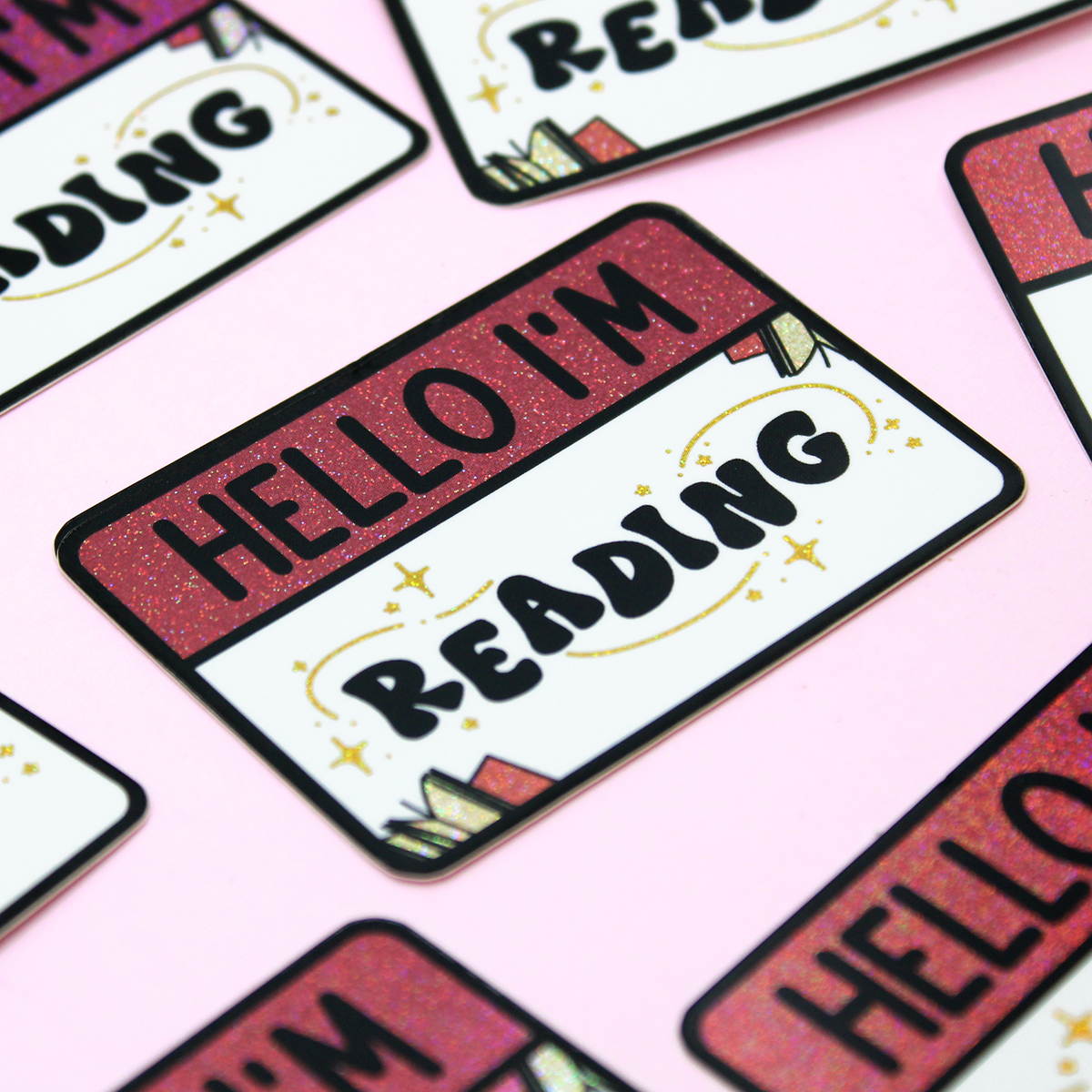Hello I'm Reading Glitter Die Cut Sticker – The Sticker Party