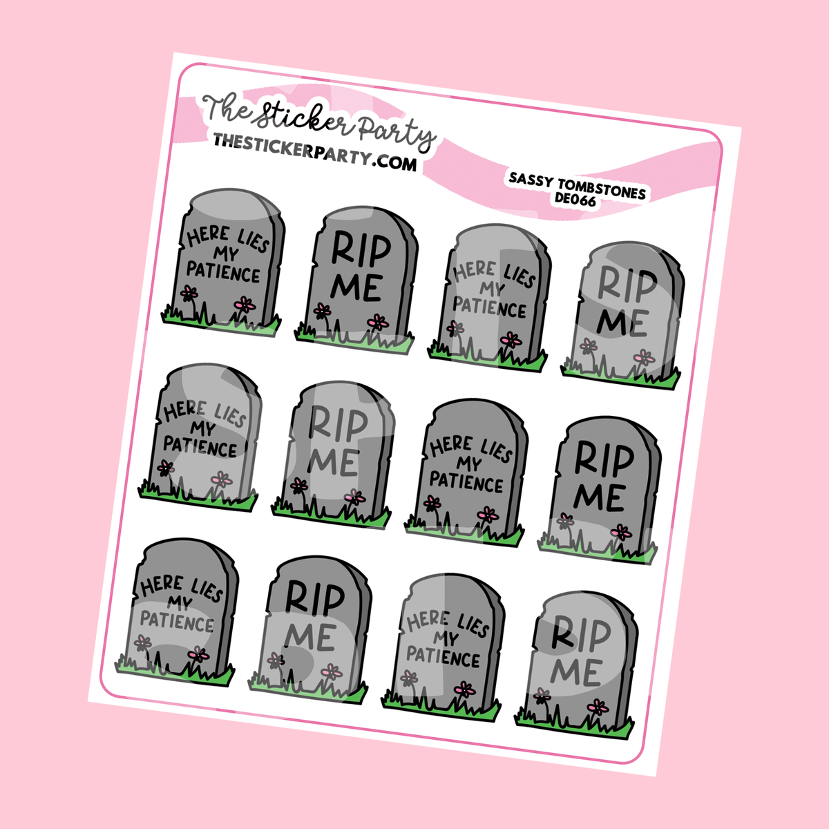 Sassy Tombstones Planner Stickers | Here Lies My Patience, RIP Me – The ...