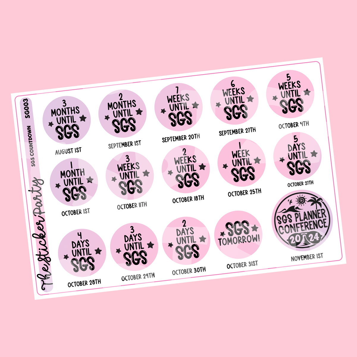 SGS 2024 COUNTDOWN Sticker Sheet | SugaryGalShop Conference 2024 Orlan ...