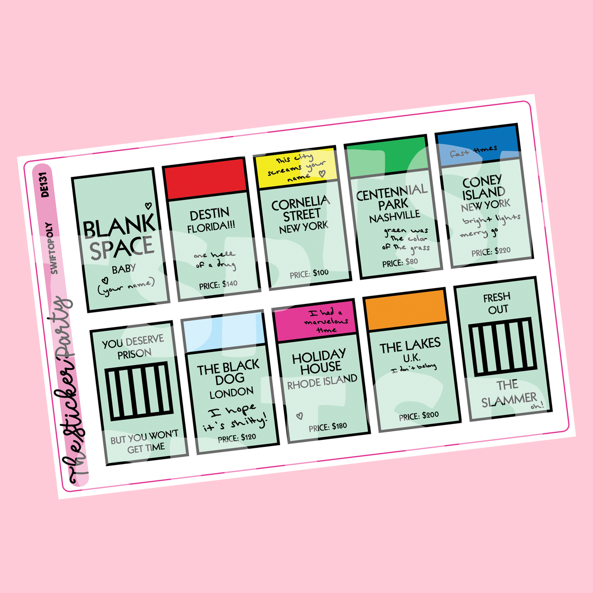 Swiftopoly Planner Stickers – The Sticker Party