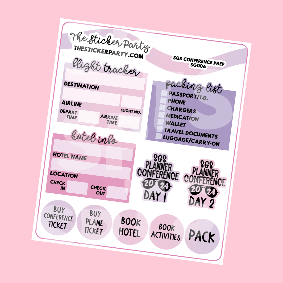 SGS 2024 CONFERENCE PREP Sticker Sheet | Sugarygalshop Conference 2024 ...
