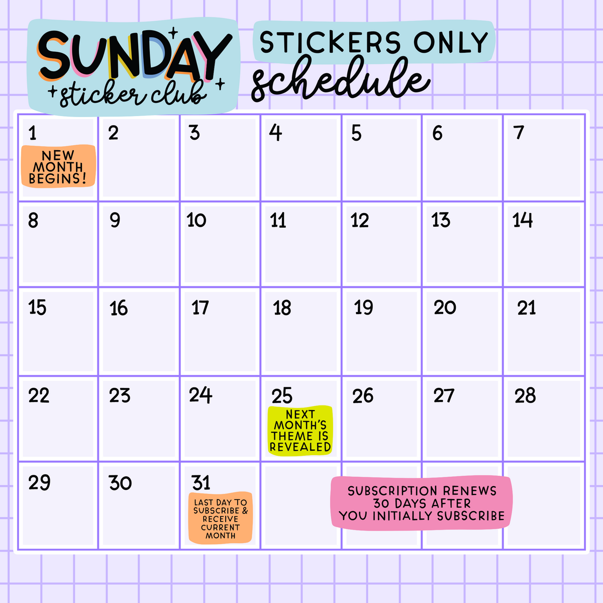 Sunday Sticker Club STICKERS ONLY – The Sticker Party