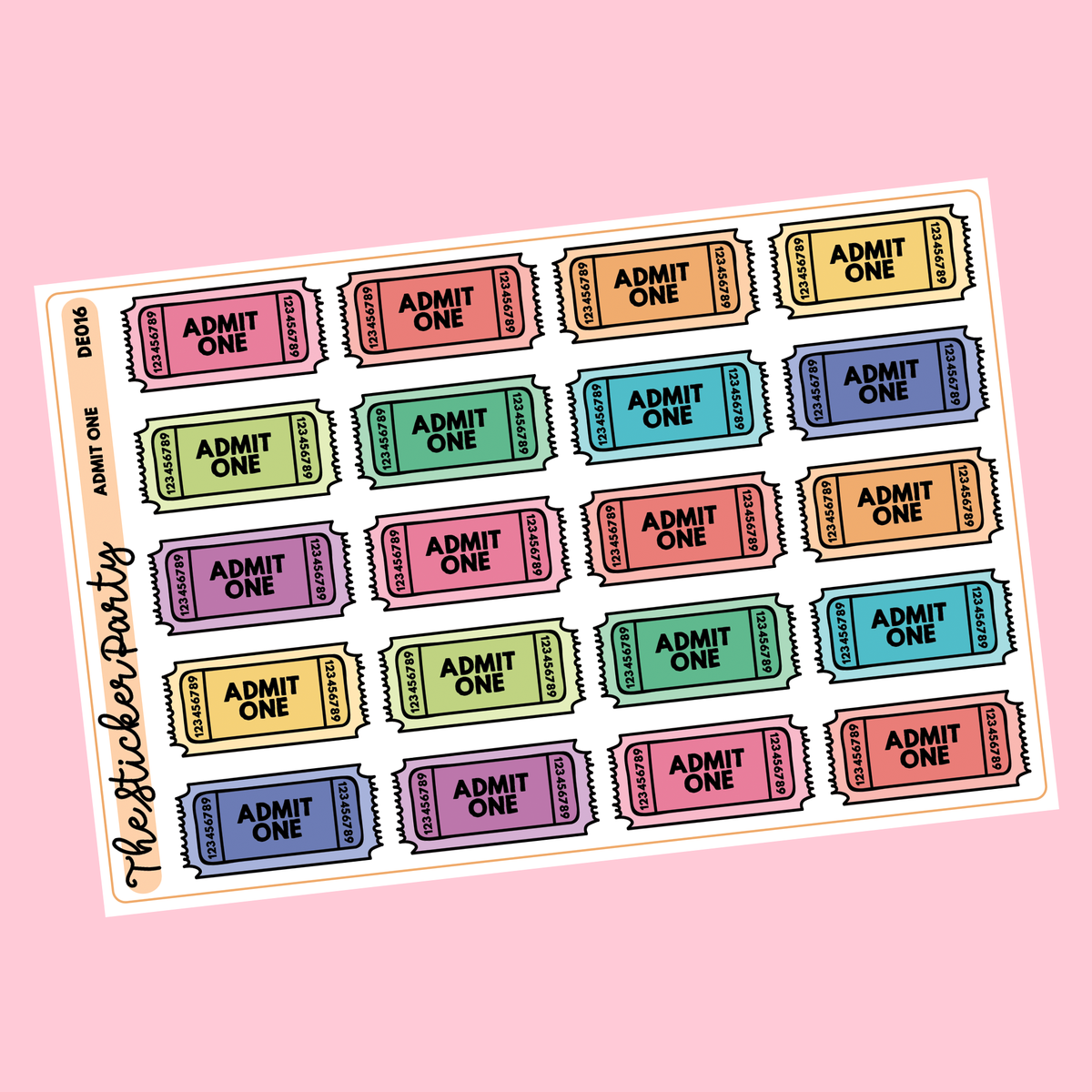 Admit One Movie Ticket/Carnival Planner Stickers – The Sticker Party